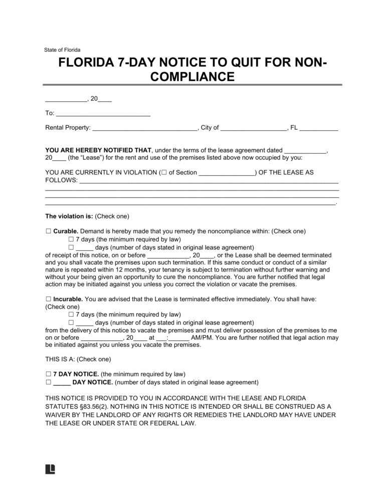 Free Florida Eviction Notice Forms | PDF & Word Downloads