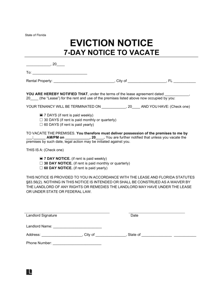 Free Florida Eviction Notice Forms | PDF & Word Downloads